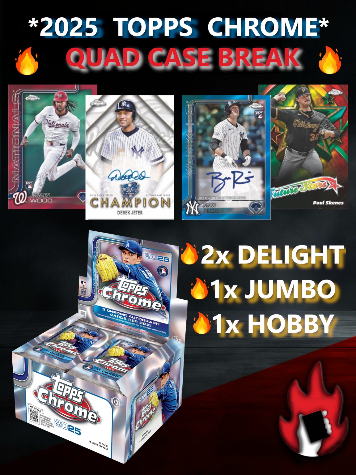 Firehandcards | 2025 Topps Chrome Baseball Quad Case Break Random Teams #1